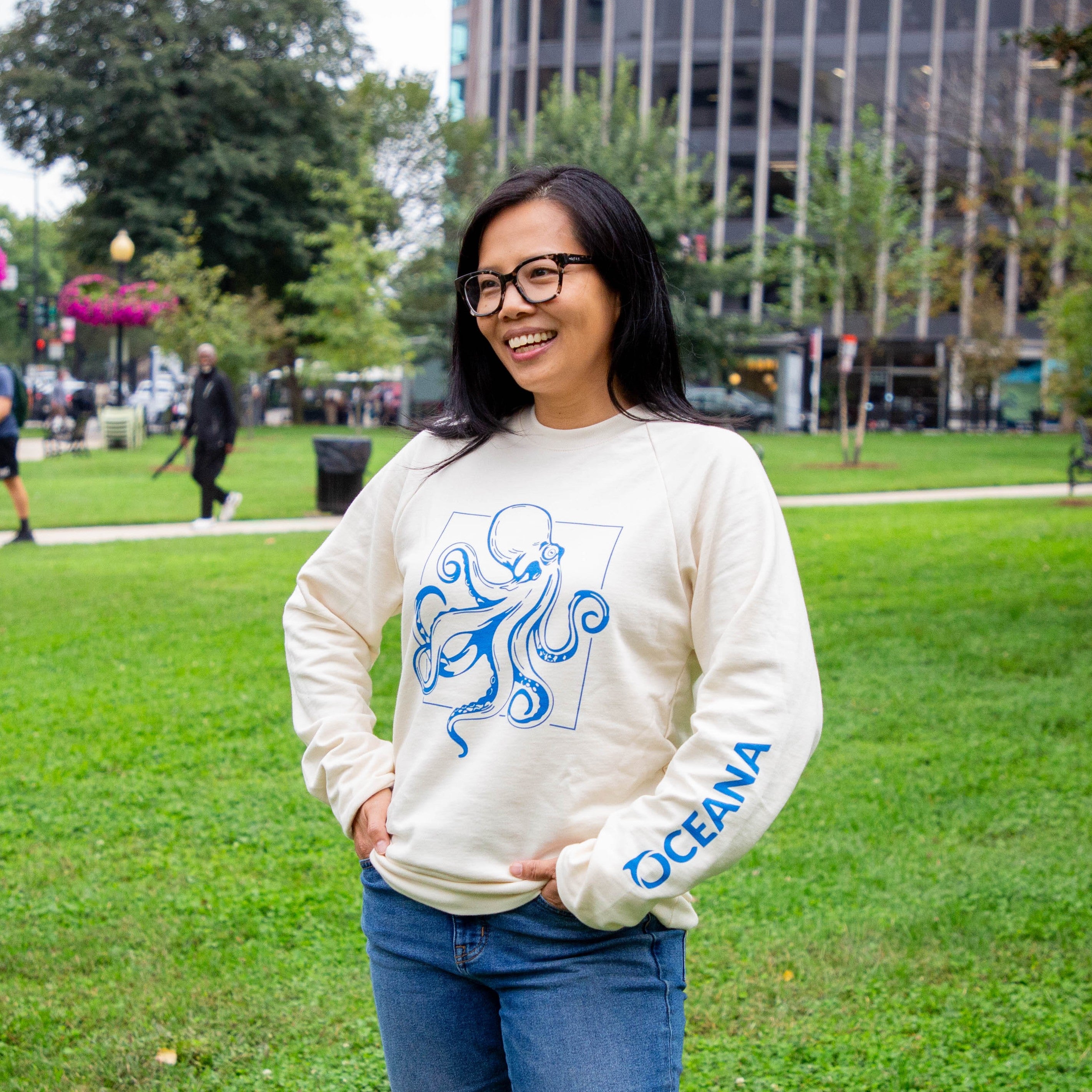 Unisex Ivory Octopus Crewneck Sweater – Oceana Marine Wildlife Adoption ...